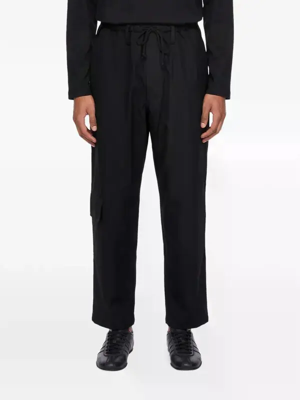 Yohji Yamamoto Drawstring-waist Gabardine Cargo Pants - Black