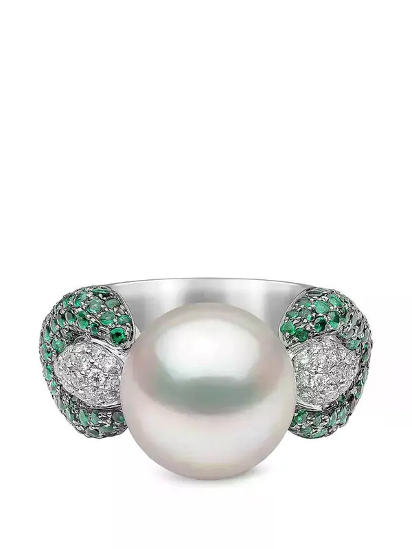 Yoko London South Sea Pearl And Diamond Ring - Silver