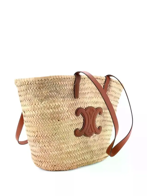 Celine Triomphe Basket Raffia With Leather Large Shoulder Bag - Neutrals