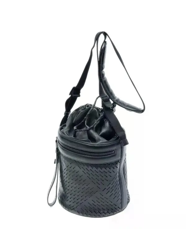 Bottega Veneta Cutout Drawstring Bucket Bag - Black