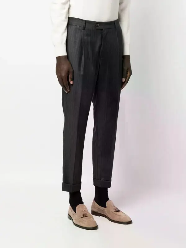 Brunello Cucinelli Chalk-stripe Virgin-wool Tailored Trousers