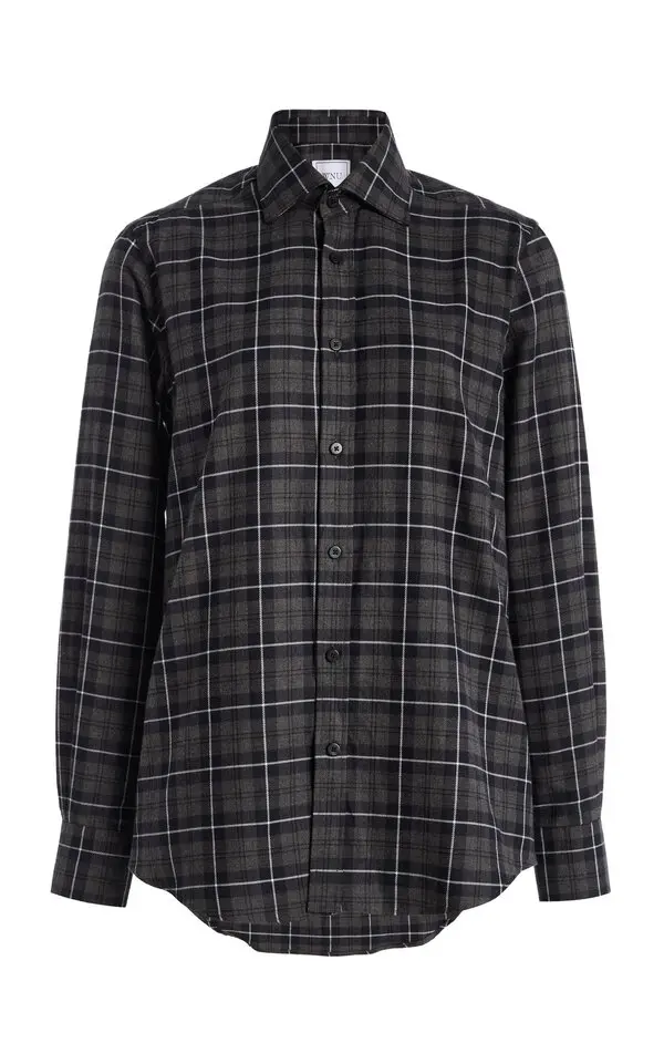 WITH NOTHING UNDERNEATH Exclusive The Boyfriend Cotton-wool Shirt - Plaid