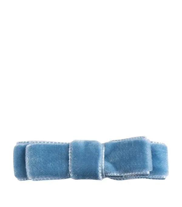 Trotters Small Velvet Bow Hair Clip - Blue