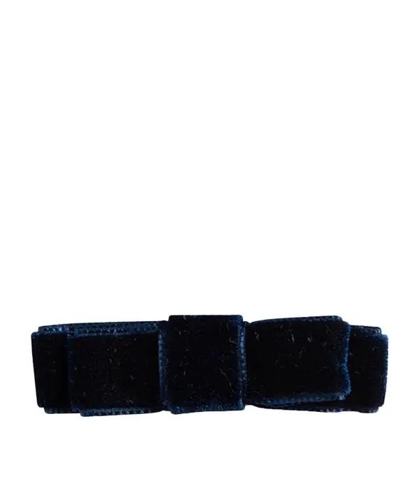 Trotters Small Velvet Bow Hair Clip - Navy