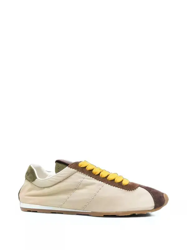 Miu Miu Suede-trim Panelled Sneakers - Neutrals