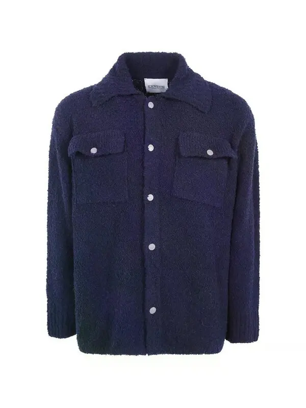 LANEUS Bouclé-texture Overshirt - Blue
