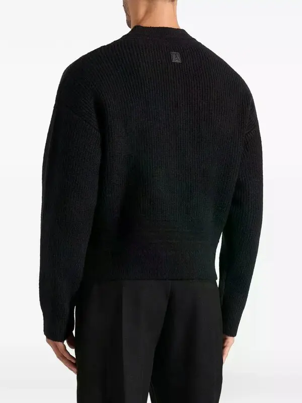 Manière De Voir Remi In Signature Ribbed Wool-blend V-neck Sweater