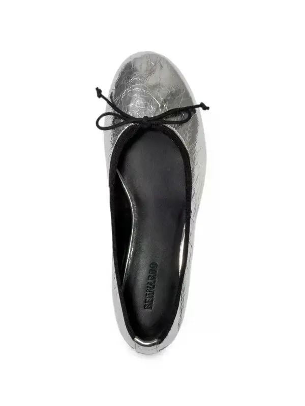 Bernardo Crinkled-finish Bow-detail Ballet Flats