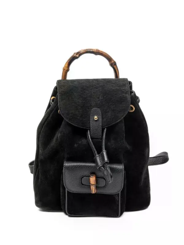 Gucci Mini Bamboo Suede Backpack - Black