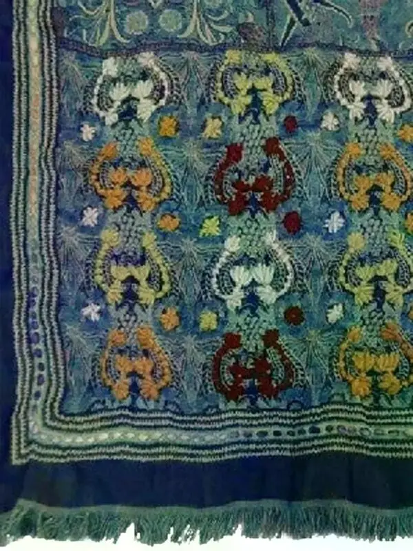 LEATHERSMITH OF LONDON Embroidered Patchwork Scarf - Blue