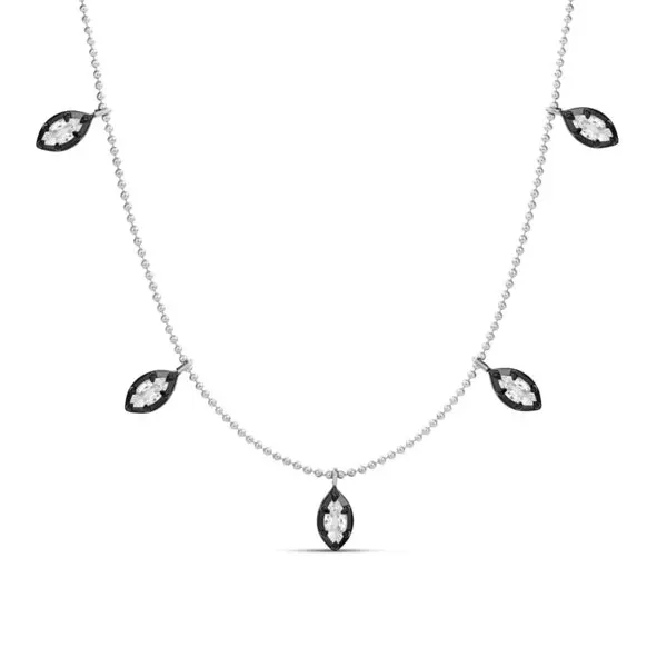 SHYMI Marquise Multi Drop Necklace Silver - Silver/black