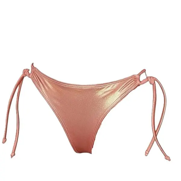 BRASINI SWIMWEAR Copa Tie Side Thong Bikini Bottom Blush Shimmer - Pink