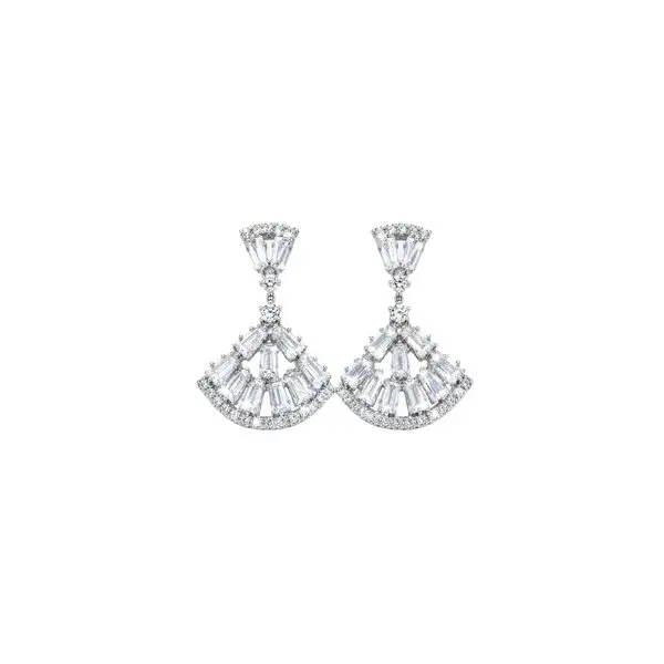 UCHI & SOTO Gingko Rhinestone Earrings - Silver