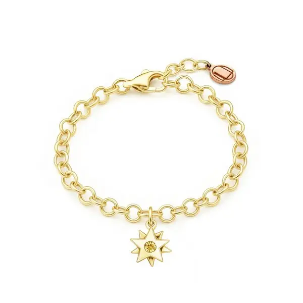UNALOE Starburst Gemstone Charm Bracelet – Gold Vermeil - Gold/yellow