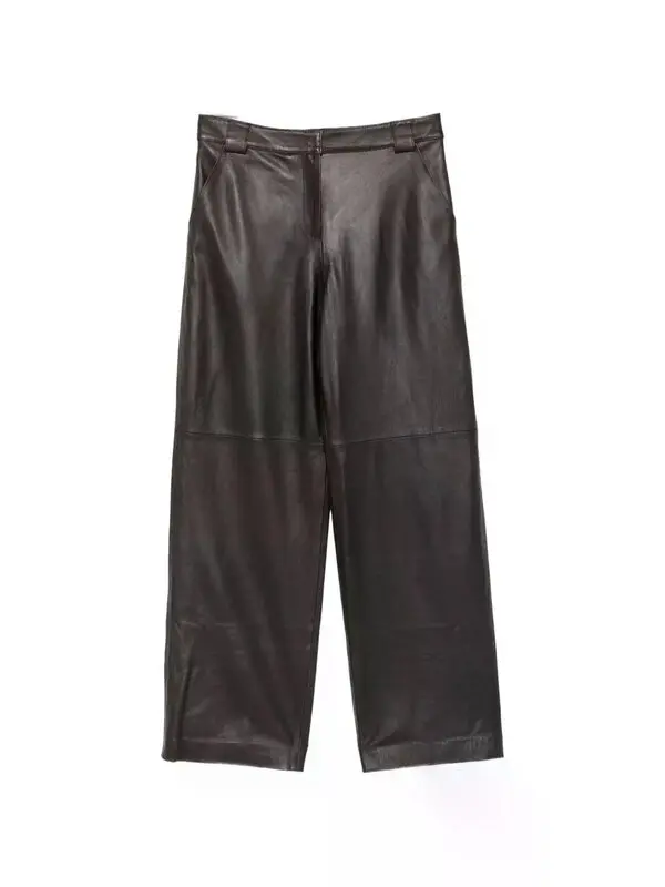 Liviana Conti Leather Straight-leg Trousers - Brown