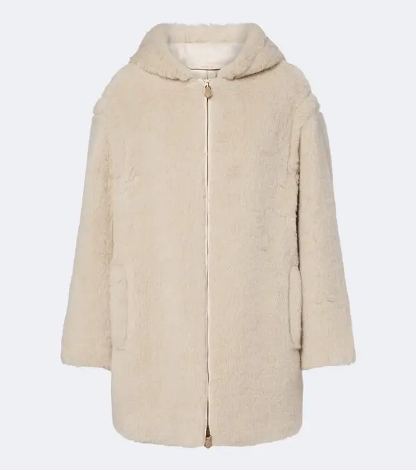 Max Mara Hooded Alpaca, Wool, And Silk Zip-up Coat