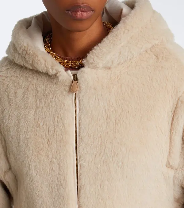 Max Mara Hooded Alpaca, Wool, And Silk Zip-up Coat