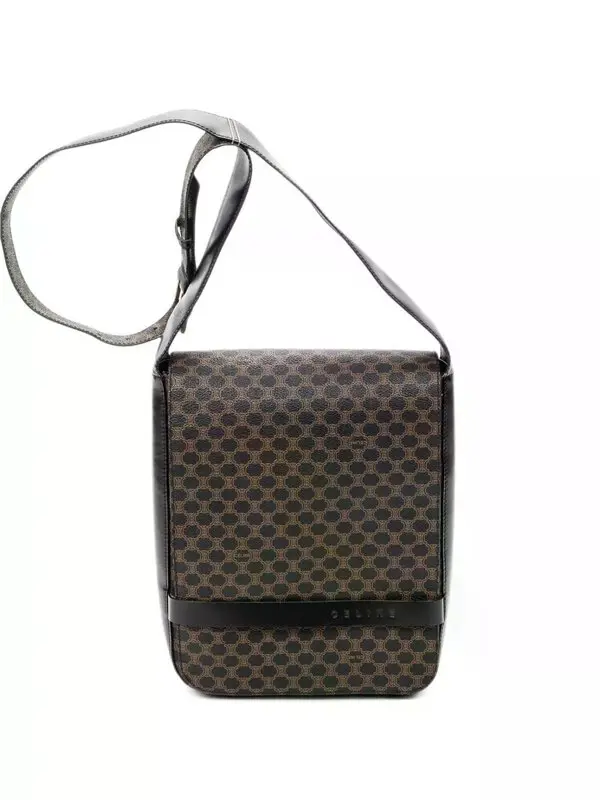 Celine Macadam Flap Messenger Shoulder Bag - Black