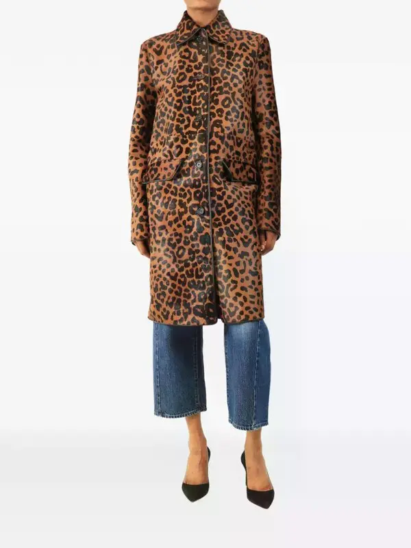 TOTEME Leopard-print Calf Hair Coat - Brown