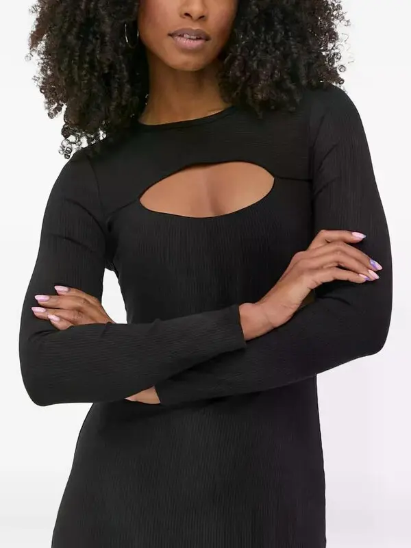 Guess Lana Cut-out Ribbed-knit Mini Dress - Black