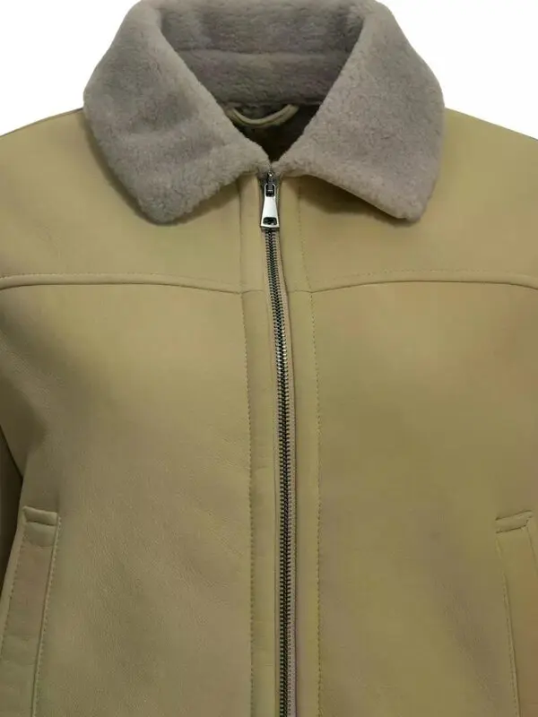 SEMPER Shearling-collar Zip-up Leather Jacket