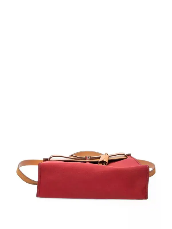 Hermès Pm Herbag Zip Canvas Tote Bag - Red