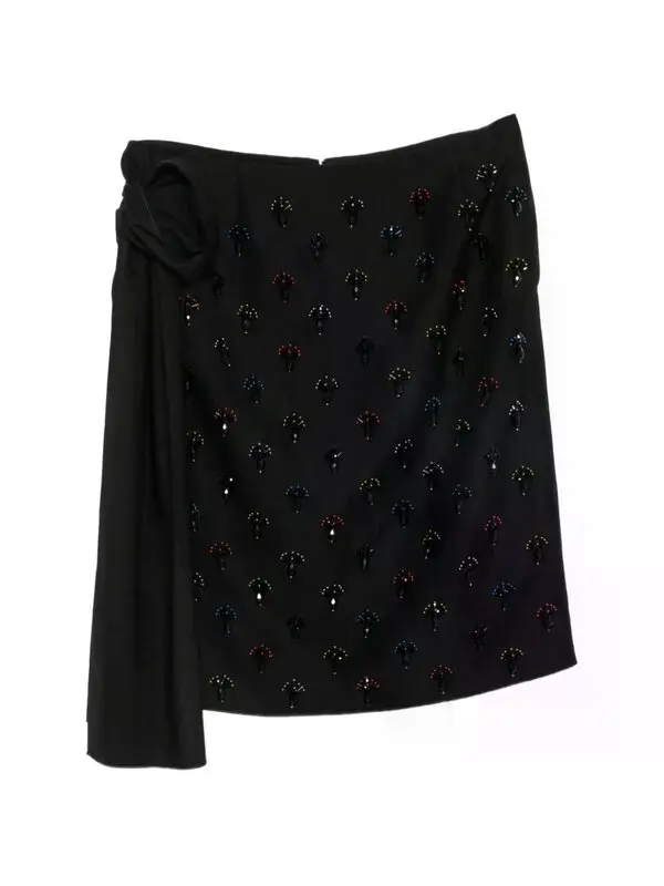 N°21 Crystal-embellished Draped Midi Skirt - Black