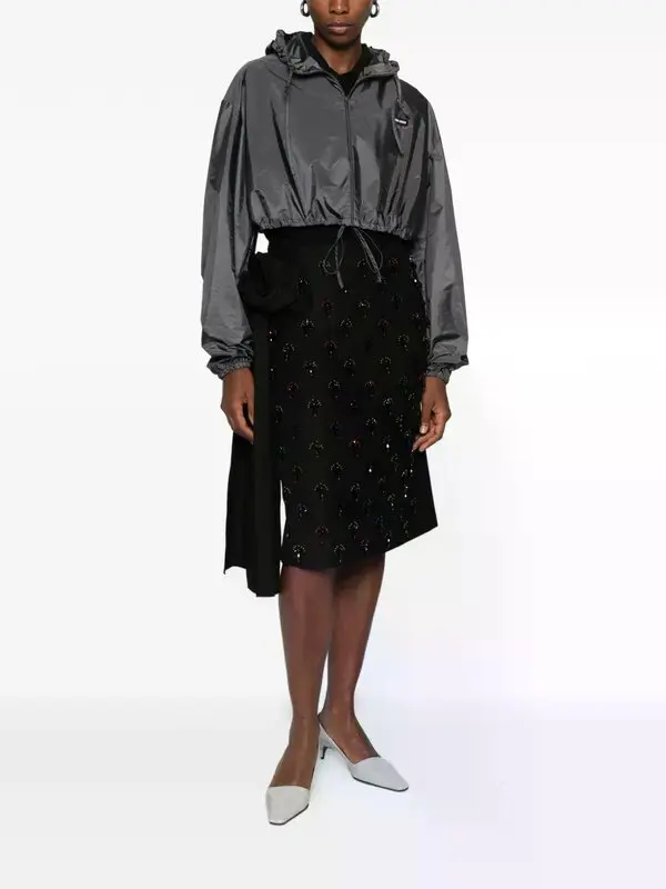 N°21 Crystal-embellished Draped Midi Skirt
