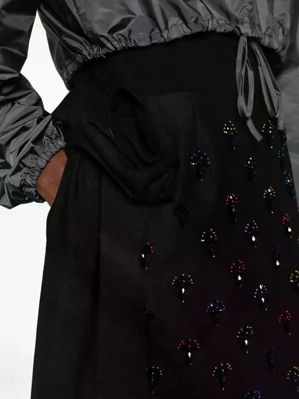 N°21 Crystal-embellished Draped Midi Skirt