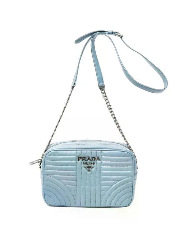 Prada Diagramme Quilted Shoulder Bag - Blue