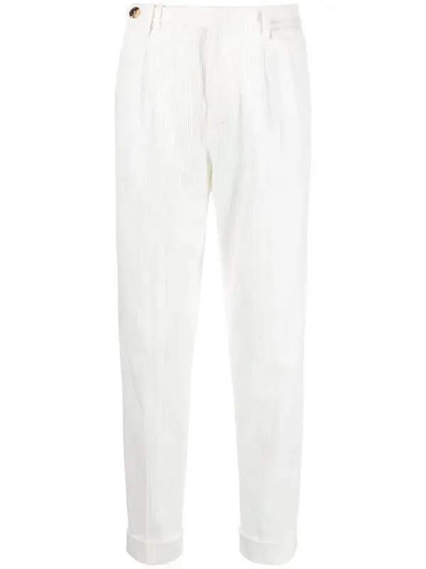 Brunello Cucinelli Corduroy Straight-leg Trousers - White