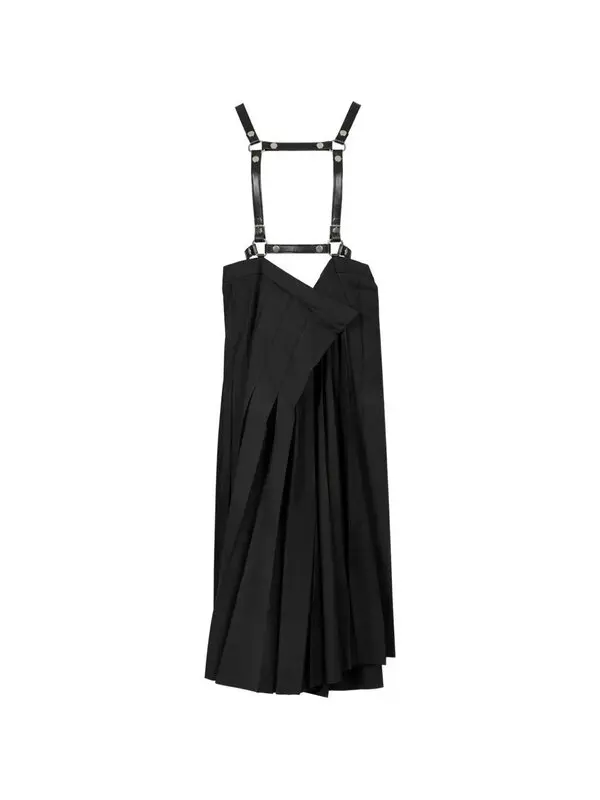 Junya Watanabe Harness-detail Pleated Midi Skirt - Black