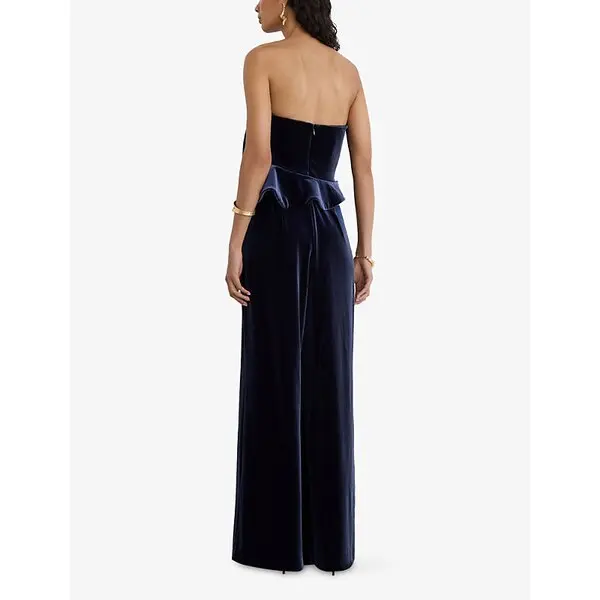 REISS Dasha Structured Strapless Stretch-velvet Jumpsuit