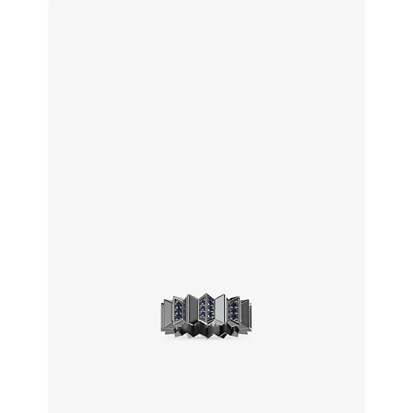 APM MONACO Up And Down Ruthenium Plated Alloy And Cubic Zirconia Ring