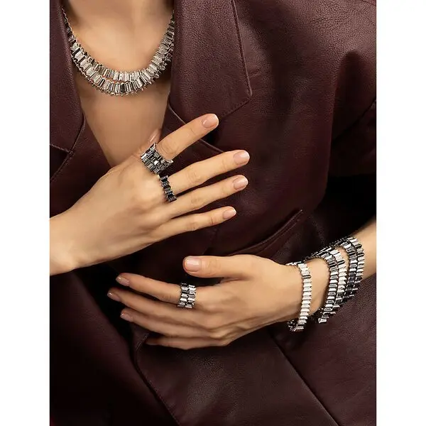 APM MONACO Up And Down Ruthenium Plated Alloy And Cubic Zirconia Ring