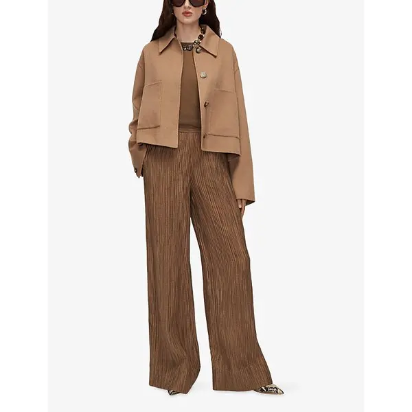 JOSEPH Selene Crinkled Wide-leg Lyocell-blend Trousers