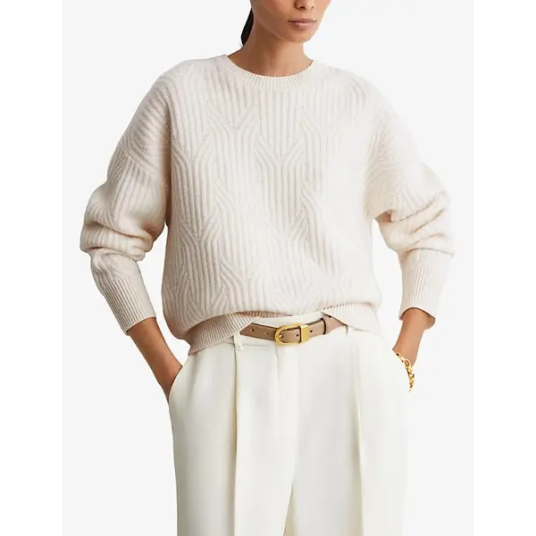 REISS Leah Jacquard-knit Wool And Cashmere Jumper