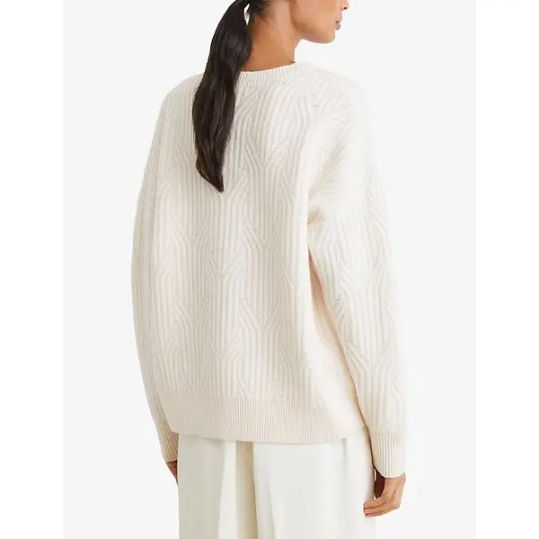 REISS Leah Jacquard-knit Wool And Cashmere Jumper