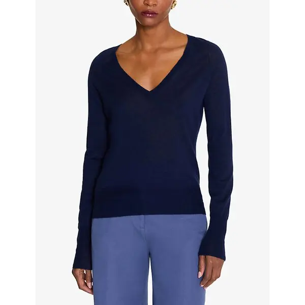JOSEPH Cetus V-neck Long-sleeve Cashmere Top