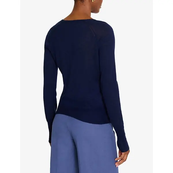 JOSEPH Cetus V-neck Long-sleeve Cashmere Top