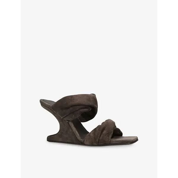 Rick Owens Twisted Cantilever 8 Suede Heeled Sandals