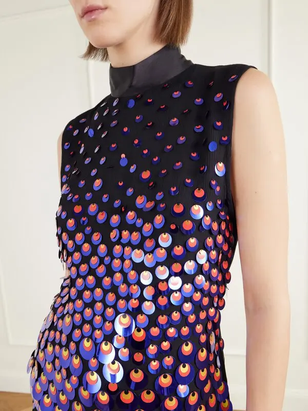 Christopher John Rogers Sequin-embellished Silk-crepon Turtleneck Top