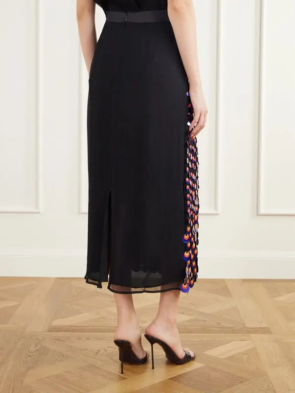 Christopher John Rogers Sequin-embellished Silk-crepon Midi Skirt