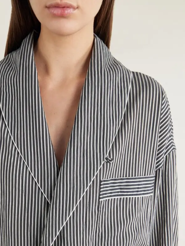 R13 Shawl-collar Striped Poplin Shirt
