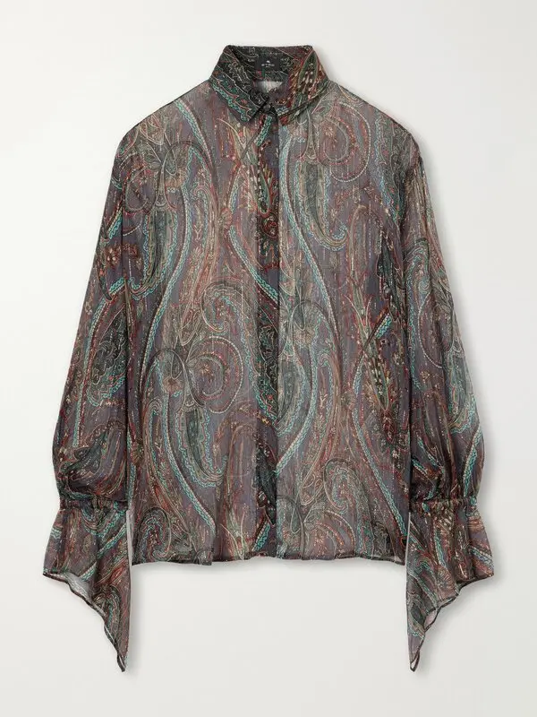 Etro Ruffled Paisley-print Silk-blend Chiffon Blouse - Multi