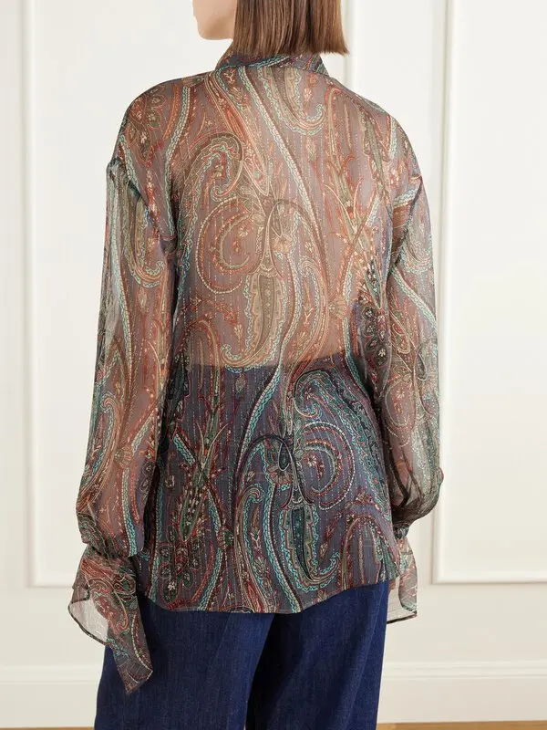 Etro Ruffled Paisley-print Silk-blend Chiffon Blouse