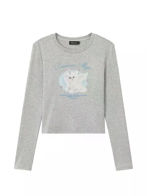 TOUT A COUP Graphic-print Long-sleeve T-shirt - Grey