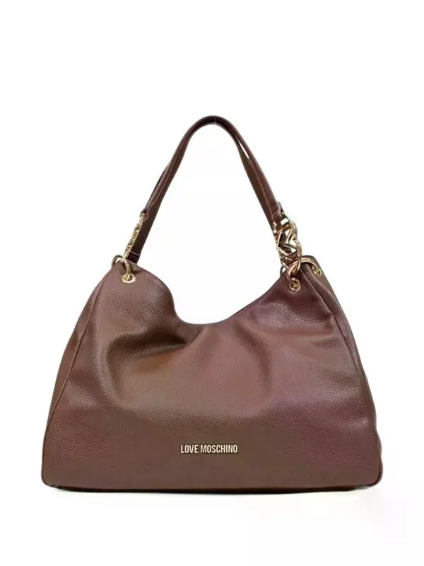 Moschino Logo-plaque Pebbled-effect Tote Bag - Brown