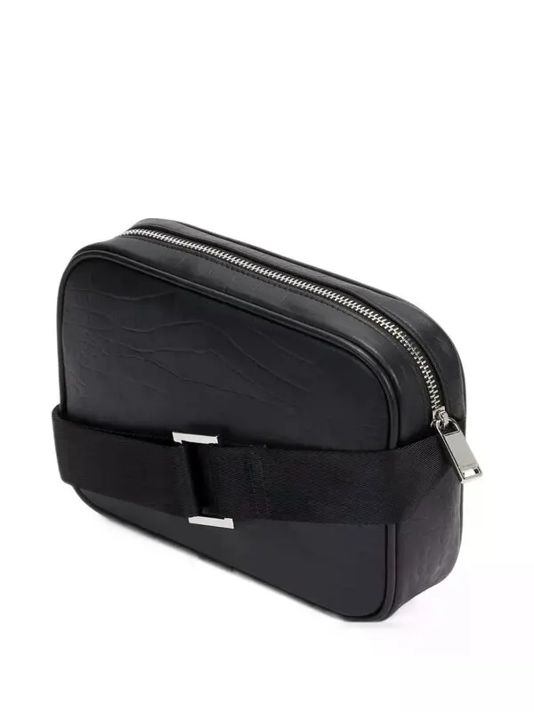 Karl Lagerfeld Logo-plaque Croc-effect Messenger Bag - Black