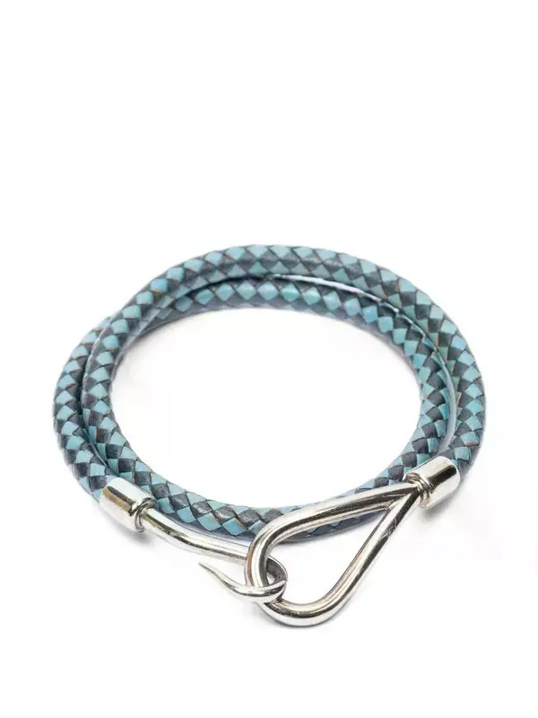 Hermès Jumbo Braided Leather Bracelet - Silver